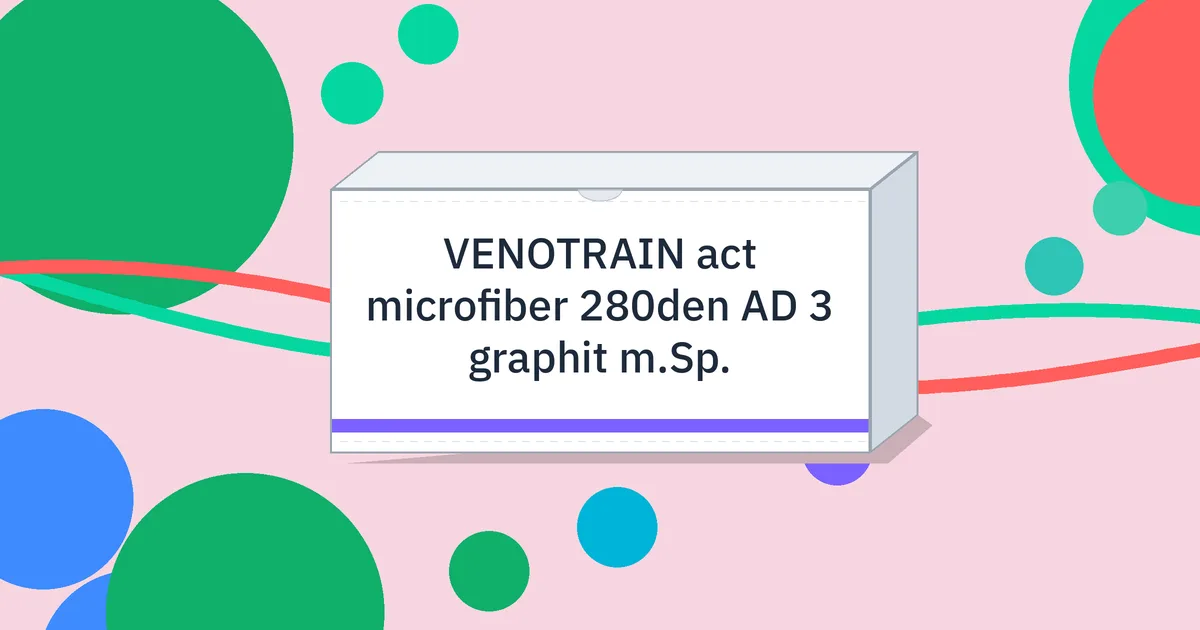 Symbolbild: Packung mit der Aufschrift VENOTRAIN act microfiber 280den AD 3 graphit m.Sp. (PZN 16209498) – Verfügbarkeit und Bezug in Apotheken in Frankfurt am Main