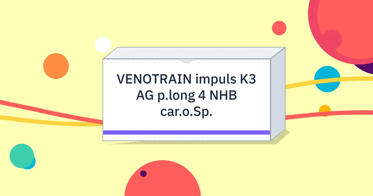 Symbolbild: Packung mit der Aufschrift VENOTRAIN impuls K3 AG p.long 4 NHB car.o.Sp. (PZN 08422338) – Verfügbarkeit und Bezug in Apotheken in Frankfurt am Main