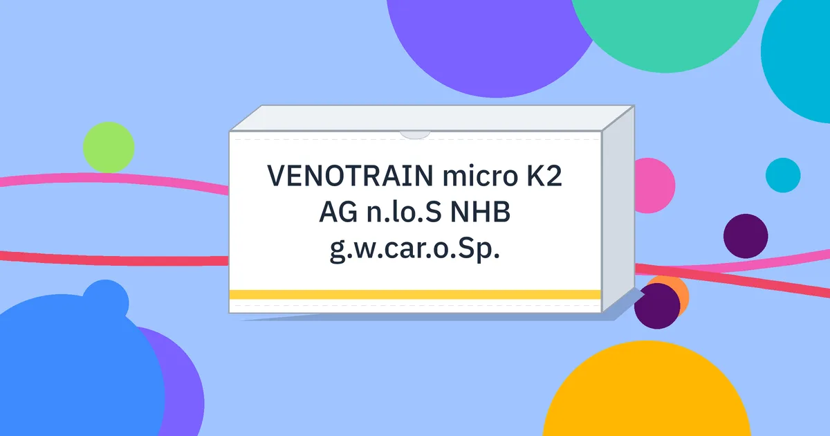 Symbolbild: Packung mit der Aufschrift VENOTRAIN micro K2 AG n.lo.S NHB g.w.car.o.Sp. (PZN 09026076) – Verfügbarkeit und Bezug in Apotheken in Frankfurt am Main