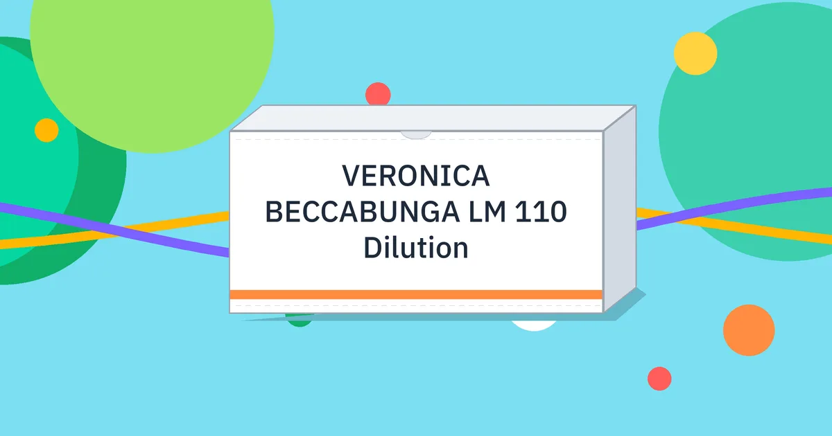 Symbolbild: Packung mit der Aufschrift VERONICA BECCABUNGA LM 110 Dilution (PZN 13269560) – Verfügbarkeit und Bezug in Apotheken in Frankfurt am Main