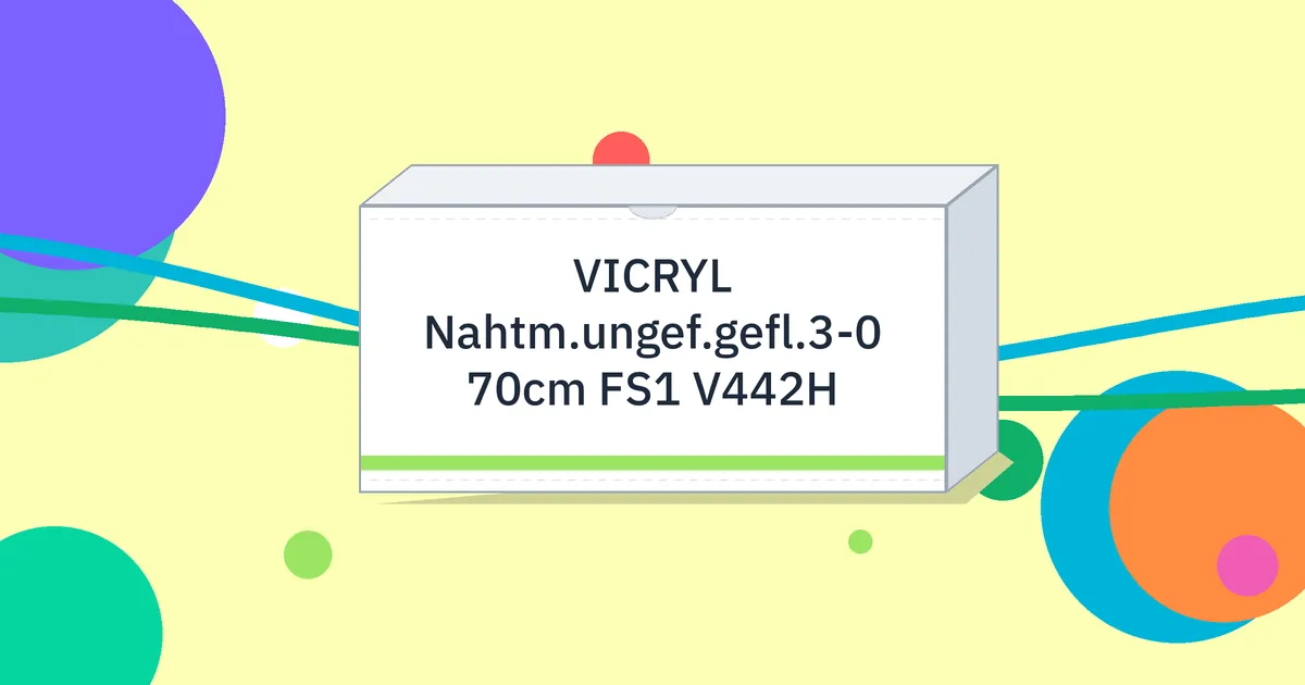 Symbolbild: Packung mit der Aufschrift VICRYL Nahtm.ungef.gefl.3-0 70cm FS1 V442H (PZN 16798299) – Verfügbarkeit und Bezug in Apotheken in Frankfurt am Main
