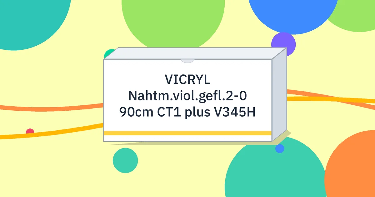 Symbolbild: Packung mit der Aufschrift VICRYL Nahtm.viol.gefl.2-0 90cm CT1 plus V345H (PZN 16393527) – Verfügbarkeit und Bezug in Apotheken in Frankfurt am Main