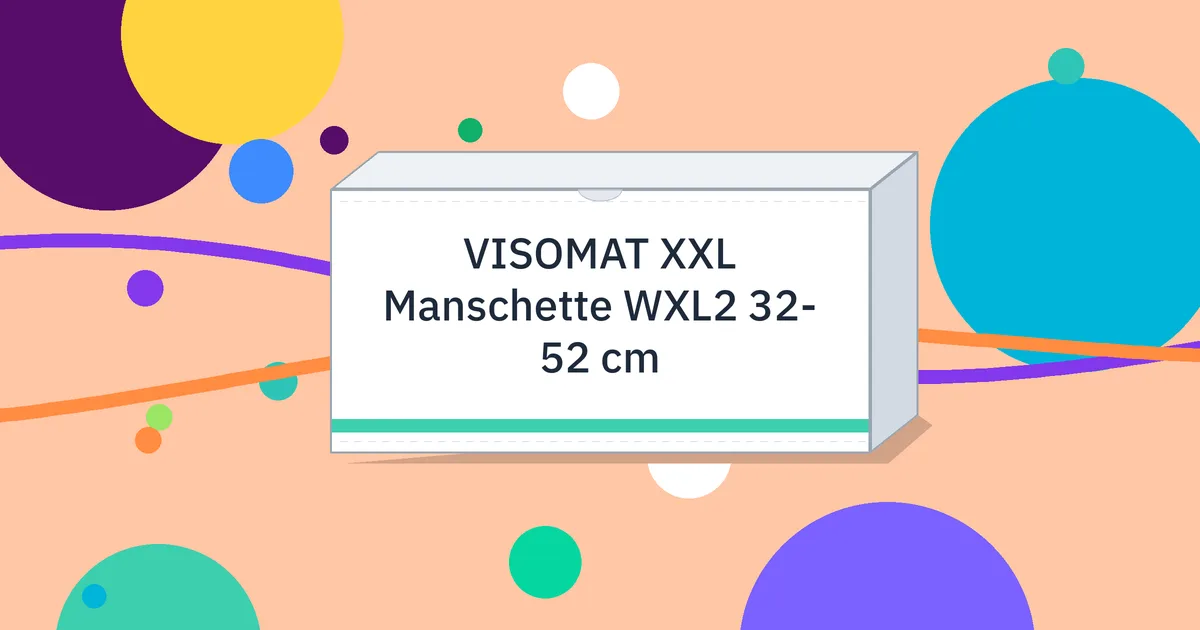 Symbolbild: Packung mit der Aufschrift VISOMAT XXL Manschette WXL2 32-52 cm (PZN 19925404) – Verfügbarkeit und Bezug in Apotheken in Frankfurt am Main