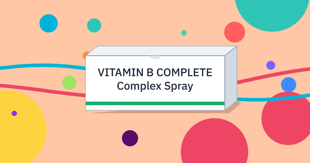 Symbolbild: Packung mit der Aufschrift VITAMIN B COMPLETE Complex Spray (PZN 16923758) – Verfügbarkeit und Bezug in Apotheken in Frankfurt am Main