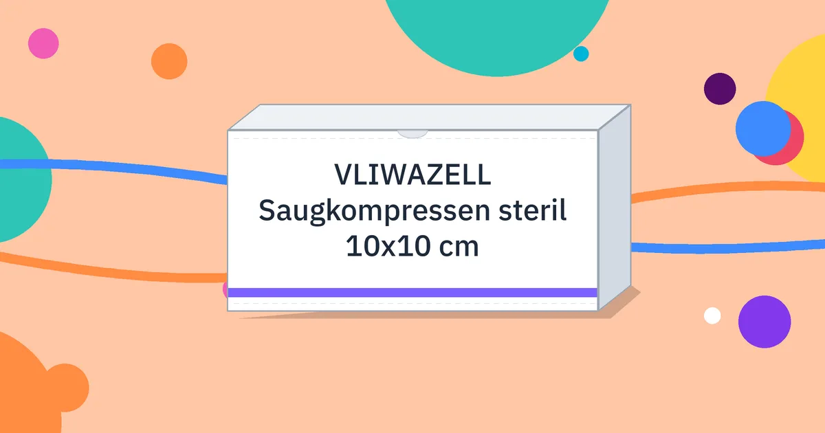 Symbolbild: Packung mit der Aufschrift VLIWAZELL Saugkompressen steril 10x10 cm (PZN 20141398) – Verfügbarkeit und Bezug in Apotheken in Frankfurt am Main