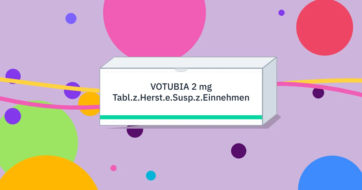 Symbolbild: Packung mit der Aufschrift VOTUBIA 2 mg Tabl.z.Herst.e.Susp.z.Einnehmen (PZN 19771680) – Verfügbarkeit und Bezug in Apotheken in Frankfurt am Main