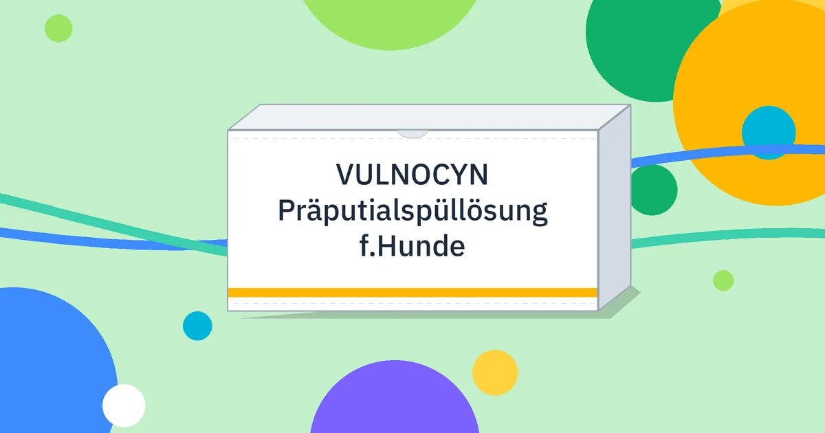 Symbolbild: Packung mit der Aufschrift VULNOCYN Präputialspüllösung f.Hunde (PZN 18206742) – Verfügbarkeit und Bezug in Apotheken in Frankfurt am Main