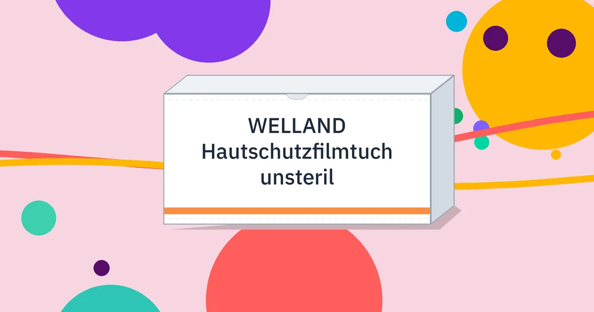 Symbolbild: Packung mit der Aufschrift WELLAND Hautschutzfilmtuch unsteril (PZN 06732595) – Verfügbarkeit und Bezug in Apotheken in Frankfurt am Main