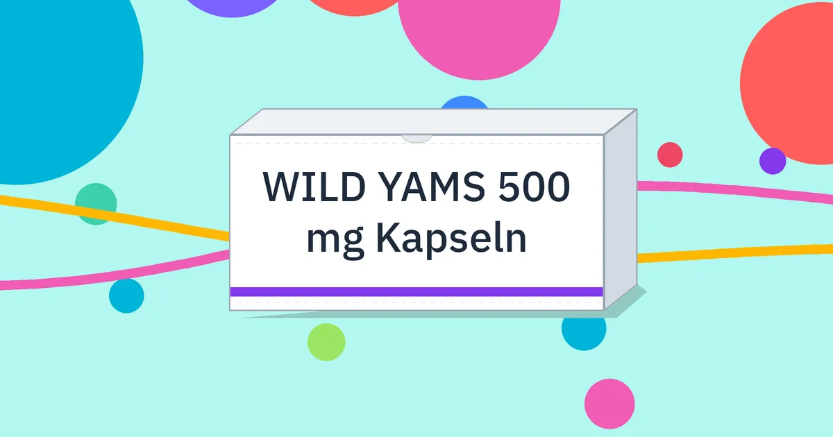 Symbolbild: Packung mit der Aufschrift WILD YAMS 500 mg Kapseln (PZN 18486799) – Verfügbarkeit und Bezug in Apotheken in Frankfurt am Main