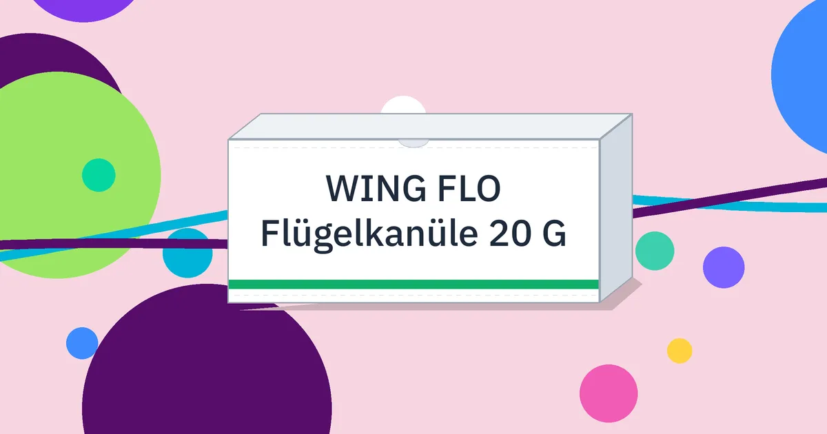 Symbolbild: Packung mit der Aufschrift WING FLO Flügelkanüle 20 G (PZN 01306149) – Verfügbarkeit und Bezug in Apotheken in Frankfurt am Main