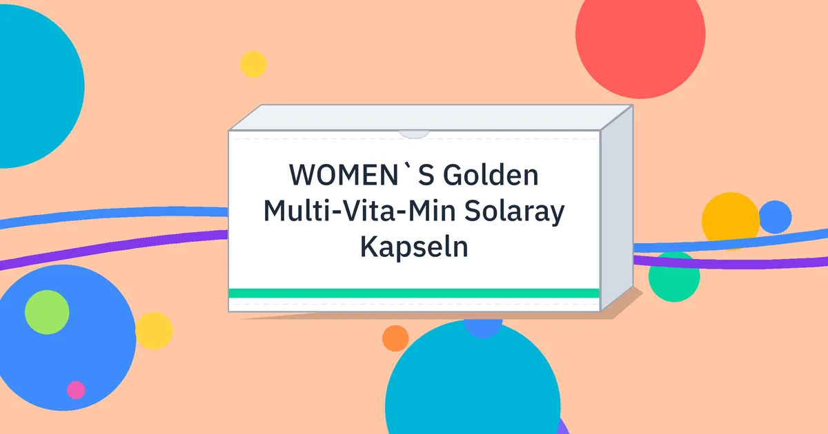 Symbolbild: Packung mit der Aufschrift WOMEN`S Golden Multi-Vita-Min Solaray Kapseln (PZN 17386073) – Verfügbarkeit und Bezug in Apotheken in Frankfurt am Main