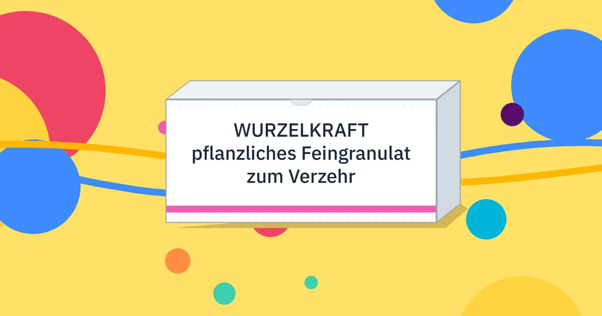 Symbolbild: Packung mit der Aufschrift WURZELKRAFT pflanzliches Feingranulat zum Verzehr (PZN 19946725) – Verfügbarkeit und Bezug in Apotheken in Frankfurt am Main