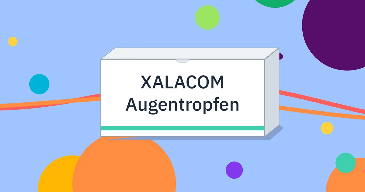 Symbolbild: Packung mit der Aufschrift XALACOM Augentropfen (PZN 02140107) – Verfügbarkeit und Bezug in Apotheken in Frankfurt am Main