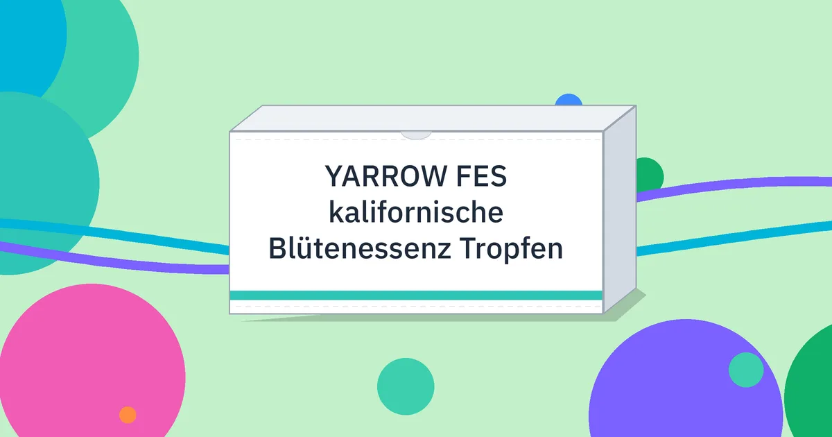 Symbolbild: Packung mit der Aufschrift YARROW FES kalifornische Blütenessenz Tropfen (PZN 09172955) – Verfügbarkeit und Bezug in Apotheken in Frankfurt am Main