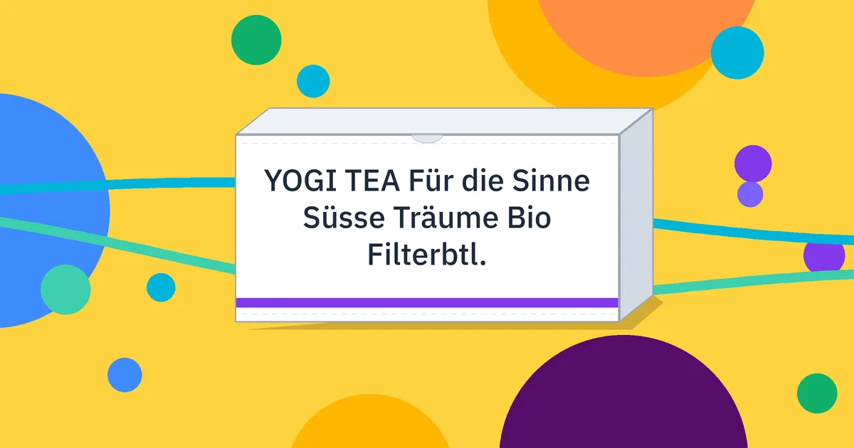 Symbolbild: Packung mit der Aufschrift YOGI TEA Für die Sinne Süsse Träume Bio Filterbtl. (PZN 17572060) – Verfügbarkeit und Bezug in Apotheken in Frankfurt am Main