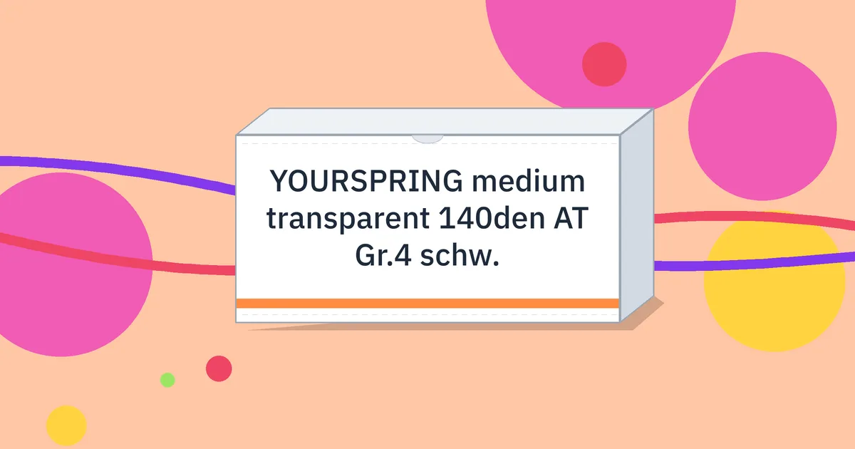 Symbolbild: Packung mit der Aufschrift YOURSPRING medium transparent 140den AT Gr.4 schw. (PZN 18057271) – Verfügbarkeit und Bezug in Apotheken in Frankfurt am Main