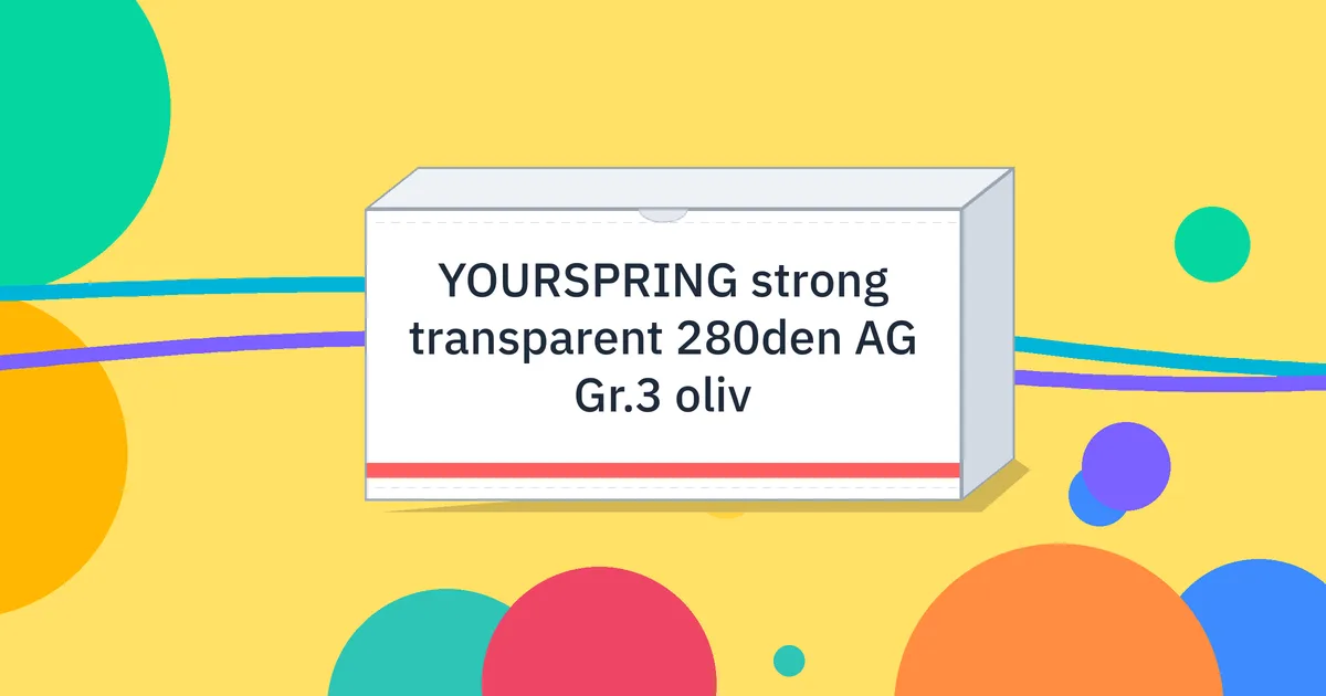 Symbolbild: Packung mit der Aufschrift YOURSPRING strong transparent 280den AG Gr.3 oliv (PZN 18058135) – Verfügbarkeit und Bezug in Apotheken in Frankfurt am Main