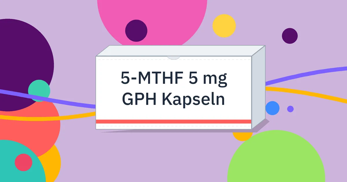 Symbolbild: Packung mit der Aufschrift 5-MTHF 5 mg GPH Kapseln (PZN 20051459) – Verfügbarkeit und Bezug in Apotheken in Frankfurt am Main