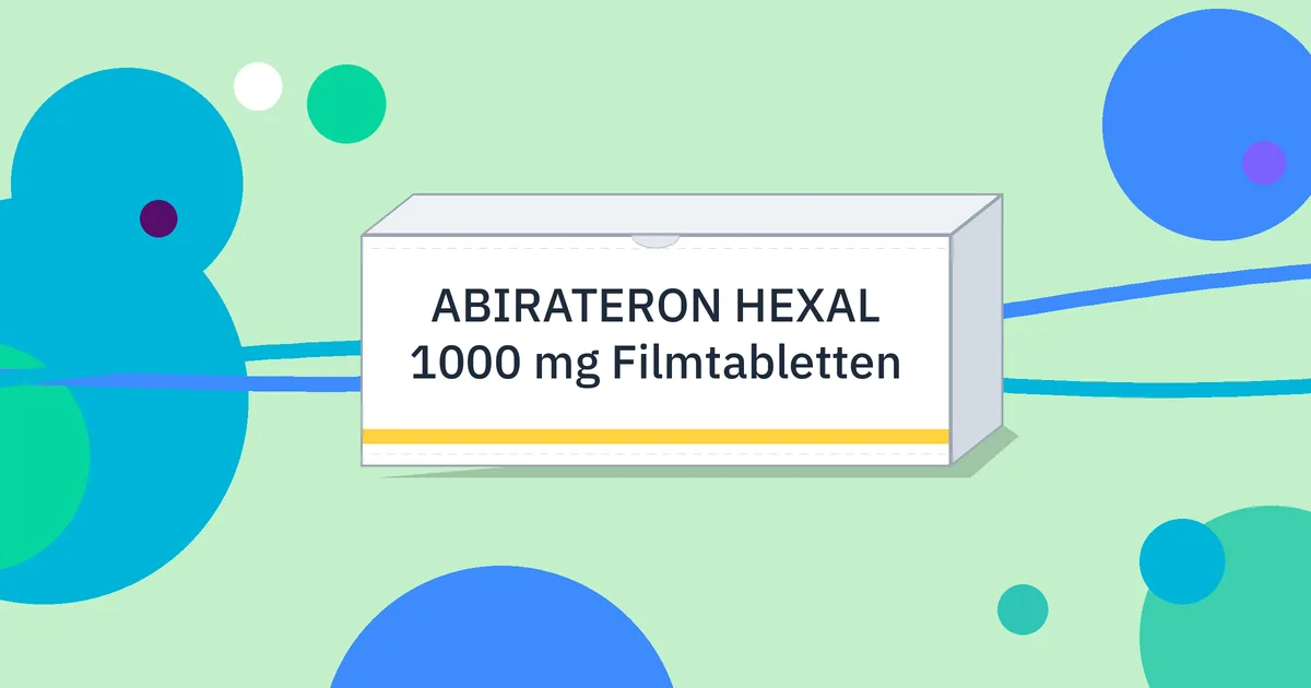Symbolbild: Packung mit der Aufschrift ABIRATERON HEXAL 1000 mg Filmtabletten (PZN 17560536) – Verfügbarkeit und Bezug in Apotheken in Frankfurt am Main