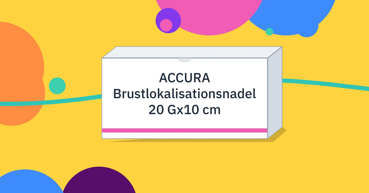 Symbolbild: Packung mit der Aufschrift ACCURA Brustlokalisationsnadel 20 Gx10 cm (PZN 06772494) – Verfügbarkeit und Bezug in Apotheken in Frankfurt am Main