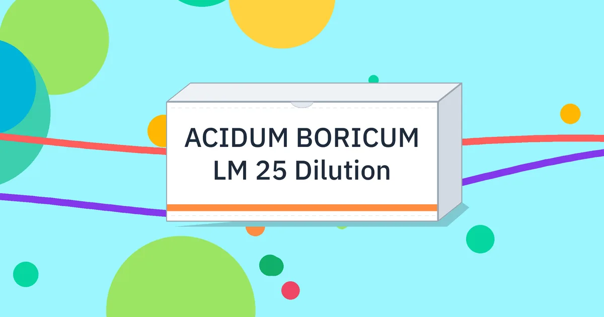 Symbolbild: Packung mit der Aufschrift ACIDUM BORICUM LM 25 Dilution (PZN 13270066) – Verfügbarkeit und Bezug in Apotheken in Frankfurt am Main