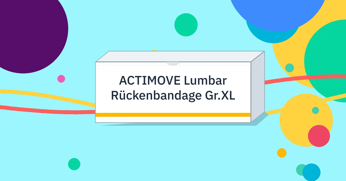 Symbolbild: Packung mit der Aufschrift ACTIMOVE Lumbar Rückenbandage Gr.XL (PZN 17949211) – Verfügbarkeit und Bezug in Apotheken in Frankfurt am Main