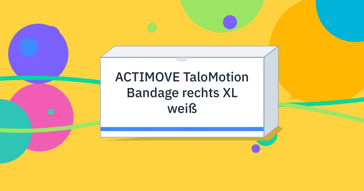 Symbolbild: Packung mit der Aufschrift ACTIMOVE TaloMotion Bandage rechts XL weiß (PZN 17948660) – Verfügbarkeit und Bezug in Apotheken in Frankfurt am Main