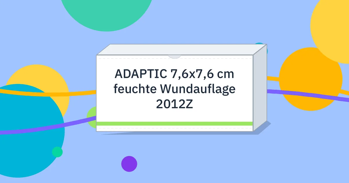 Symbolbild: Packung mit der Aufschrift ADAPTIC 7,6x7,6 cm feuchte Wundauflage 2012Z (PZN 12355240) – Verfügbarkeit und Bezug in Apotheken in Frankfurt am Main