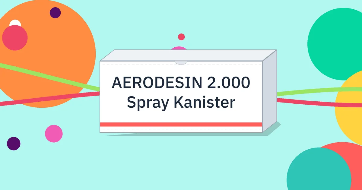 Symbolbild: Packung mit der Aufschrift AERODESIN 2.000 Spray Kanister (PZN 00609155) – Verfügbarkeit und Bezug in Apotheken in Frankfurt am Main