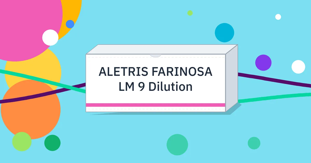 Symbolbild: Packung mit der Aufschrift ALETRIS FARINOSA LM 9 Dilution (PZN 13309644) – Verfügbarkeit und Bezug in Apotheken in Frankfurt am Main