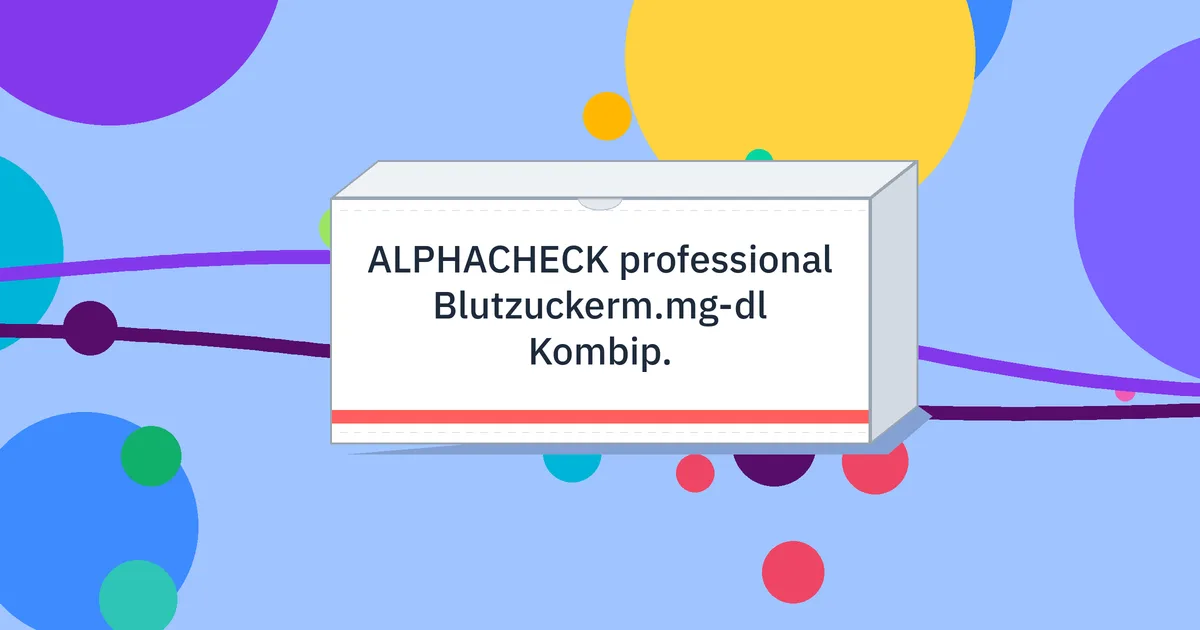 Symbolbild: Packung mit der Aufschrift ALPHACHECK professional Blutzuckerm.mg-dl Kombip. (PZN 12910782) – Verfügbarkeit und Bezug in Apotheken in Frankfurt am Main