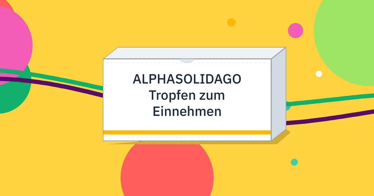 Symbolbild: Packung mit der Aufschrift ALPHASOLIDAGO Tropfen zum Einnehmen (PZN 02068522) – Verfügbarkeit und Bezug in Apotheken in Frankfurt am Main
