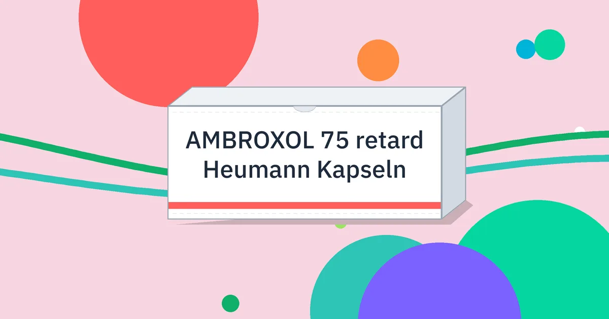 Symbolbild: Packung mit der Aufschrift AMBROXOL 75 retard Heumann Kapseln (PZN 03882153) – Verfügbarkeit und Bezug in Apotheken in Frankfurt am Main