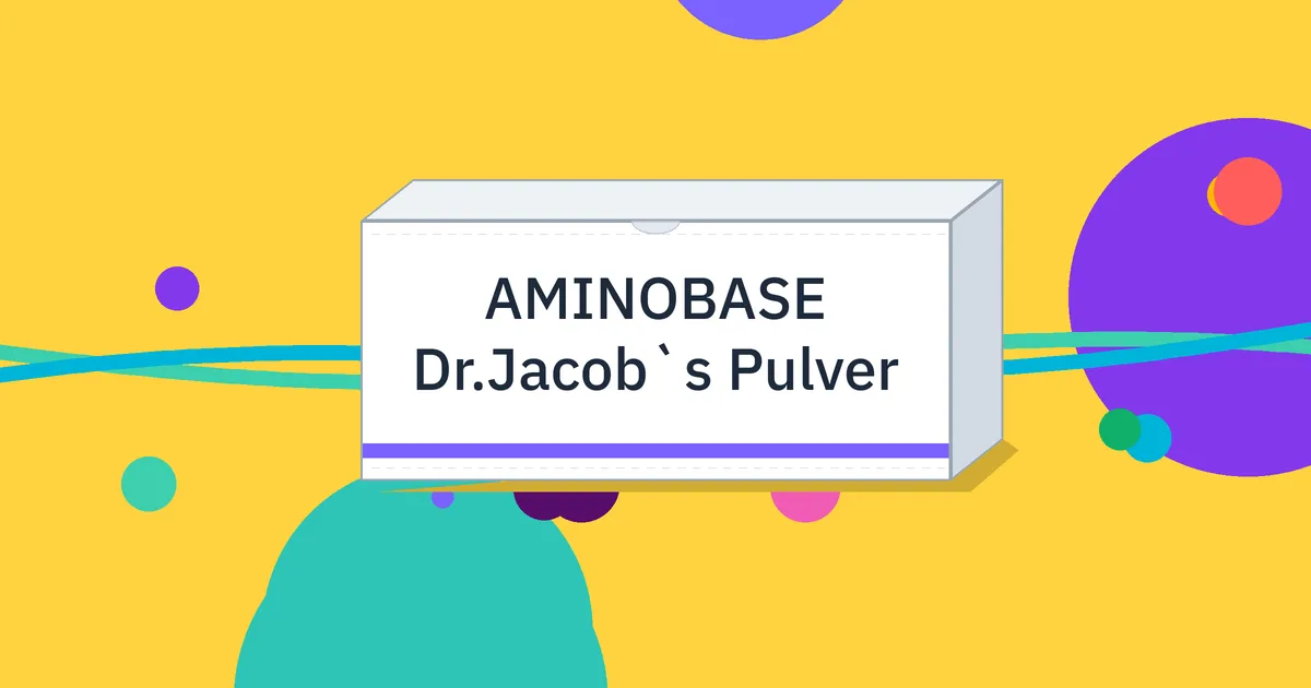 Symbolbild: Packung mit der Aufschrift AMINOBASE Dr.Jacob`s Pulver (PZN 10043973) – Verfügbarkeit und Bezug in Apotheken in Frankfurt am Main