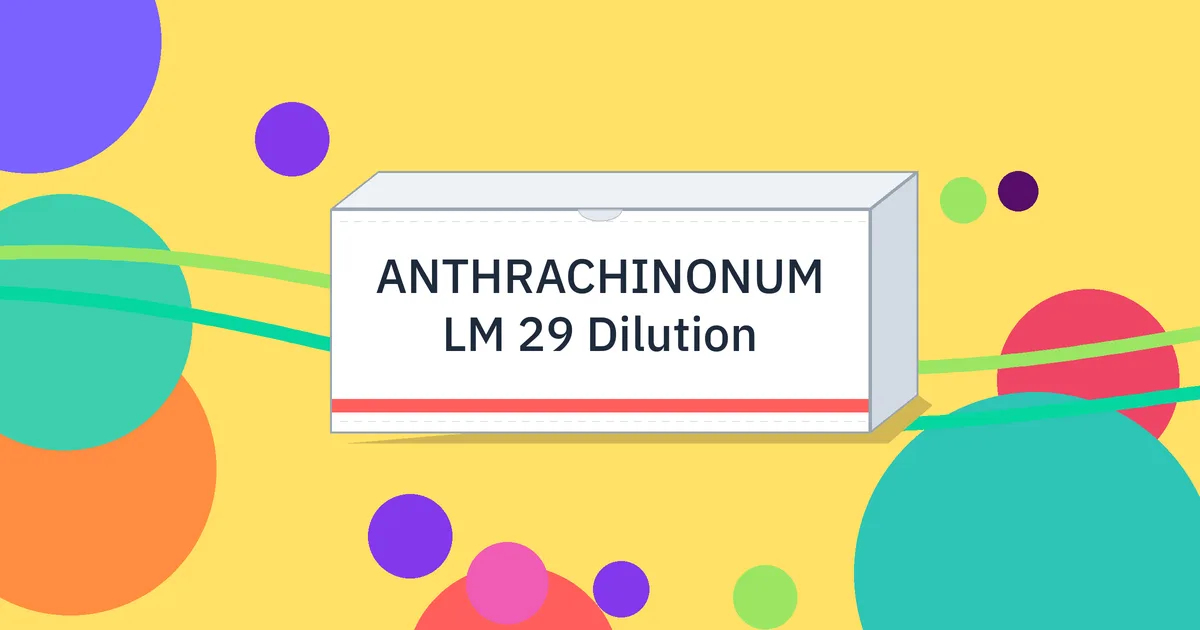 Symbolbild: Packung mit der Aufschrift ANTHRACHINONUM LM 29 Dilution (PZN 13370980) – Verfügbarkeit und Bezug in Apotheken in Frankfurt am Main