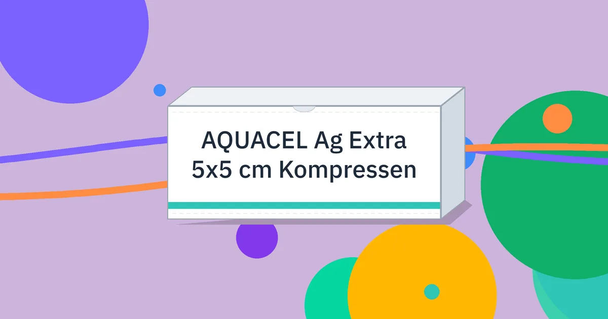 Symbolbild: Packung mit der Aufschrift AQUACEL Ag Extra 5x5 cm Kompressen (PZN 18126078) – Verfügbarkeit und Bezug in Apotheken in Frankfurt am Main