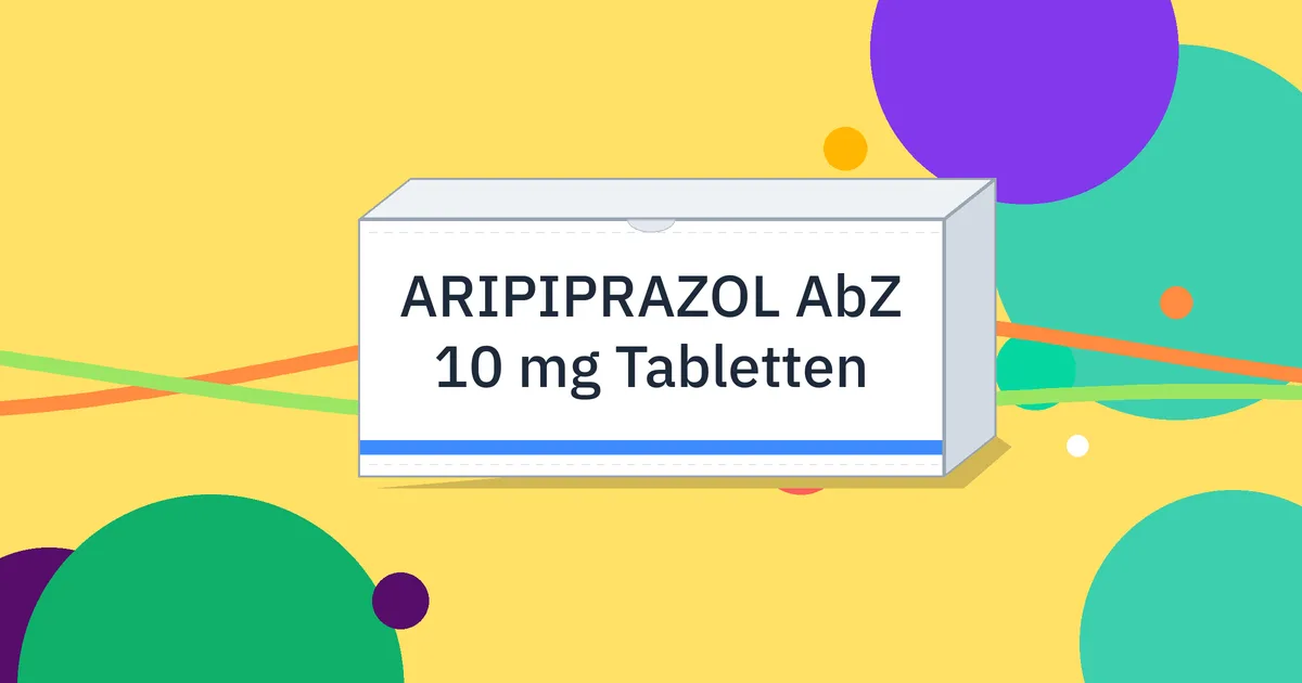 Symbolbild: Packung mit der Aufschrift ARIPIPRAZOL AbZ 10 mg Tabletten (PZN 13982192) – Verfügbarkeit und Bezug in Apotheken in Frankfurt am Main