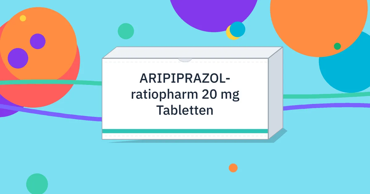 Symbolbild: Packung mit der Aufschrift ARIPIPRAZOL-ratiopharm 20 mg Tabletten (PZN 10308377) – Verfügbarkeit und Bezug in Apotheken in Frankfurt am Main