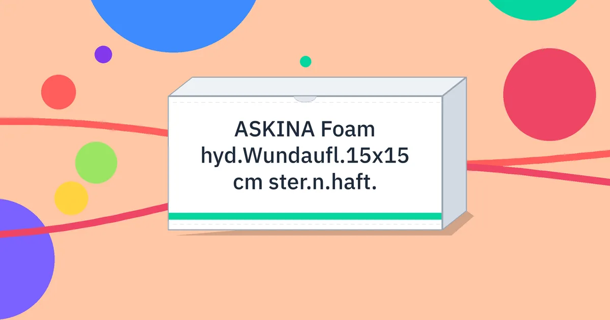 Symbolbild: Packung mit der Aufschrift ASKINA Foam hyd.Wundaufl.15x15 cm ster.n.haft. (PZN 18208600) – Verfügbarkeit und Bezug in Apotheken in Frankfurt am Main
