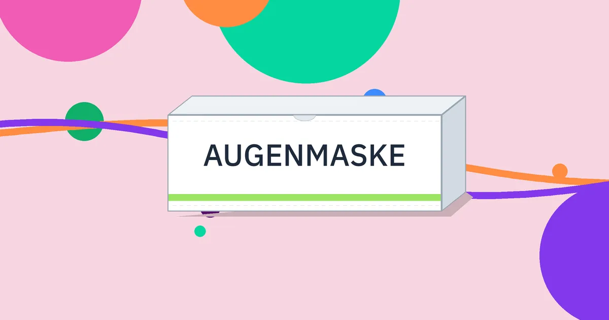 Symbolbild: Packung mit der Aufschrift AUGENMASKE (PZN 15633142) – Verfügbarkeit und Bezug in Apotheken in Frankfurt am Main