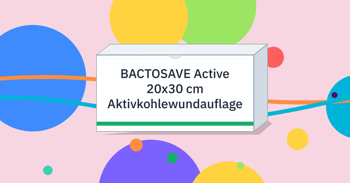 Symbolbild: Packung mit der Aufschrift BACTOSAVE Active 20x30 cm Aktivkohlewundauflage (PZN 20808187) – Verfügbarkeit und Bezug in Apotheken in Frankfurt am Main