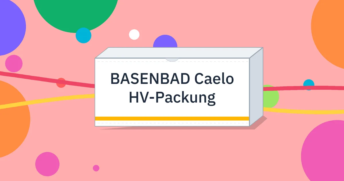 Symbolbild: Packung mit der Aufschrift BASENBAD Caelo HV-Packung (PZN 06416291) – Verfügbarkeit und Bezug in Apotheken in Frankfurt am Main