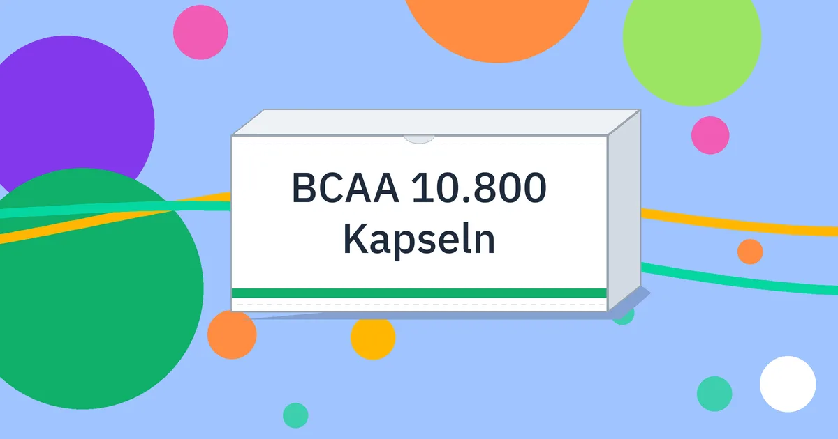 Symbolbild: Packung mit der Aufschrift BCAA 10.800 Kapseln (PZN 12700062) – Verfügbarkeit und Bezug in Apotheken in Frankfurt am Main