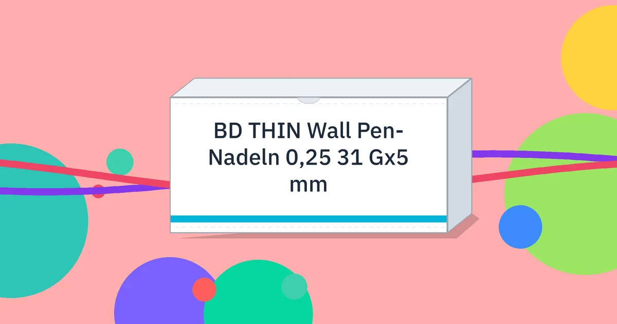 Symbolbild: Packung mit der Aufschrift BD THIN Wall Pen-Nadeln 0,25 31 Gx5 mm (PZN 04554439) – Verfügbarkeit und Bezug in Apotheken in Frankfurt am Main