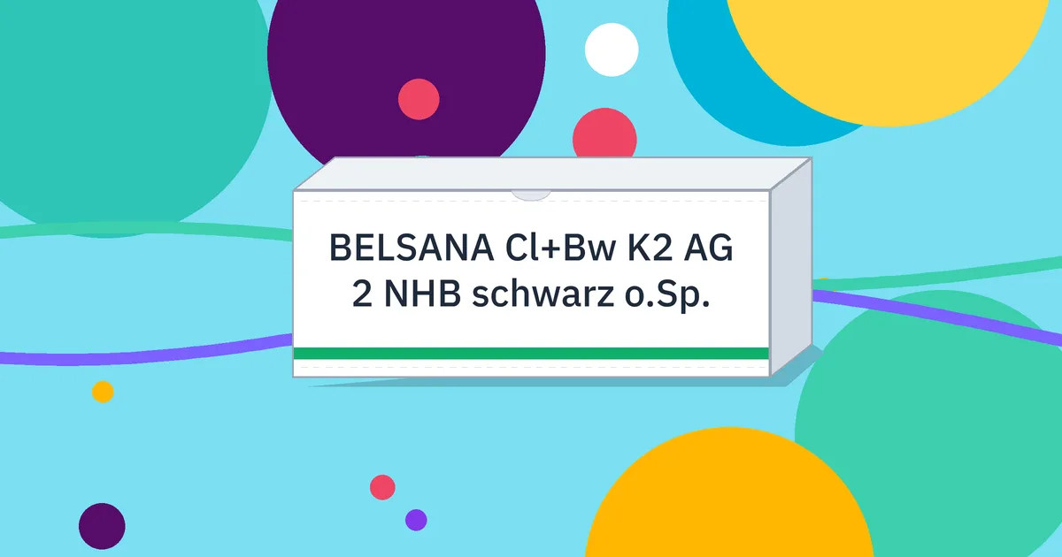 Symbolbild: Packung mit der Aufschrift BELSANA Cl+Bw K2 AG 2 NHB schwarz o.Sp. (PZN 12242843) – Verfügbarkeit und Bezug in Apotheken in Frankfurt am Main