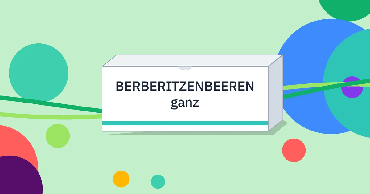 Symbolbild: Packung mit der Aufschrift BERBERITZENBEEREN ganz (PZN 14031228) – Verfügbarkeit und Bezug in Apotheken in Frankfurt am Main