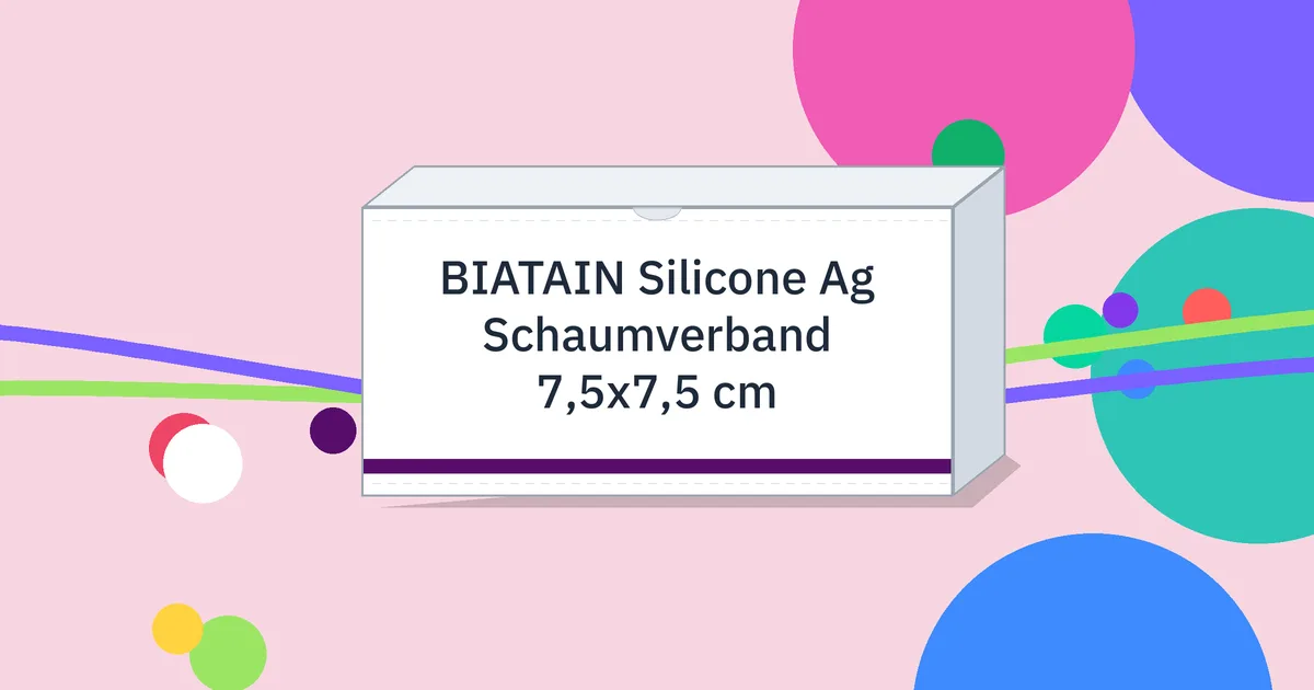 Symbolbild: Packung mit der Aufschrift BIATAIN Silicone Ag Schaumverband 7,5x7,5 cm (PZN 14331812) – Verfügbarkeit und Bezug in Apotheken in Frankfurt am Main