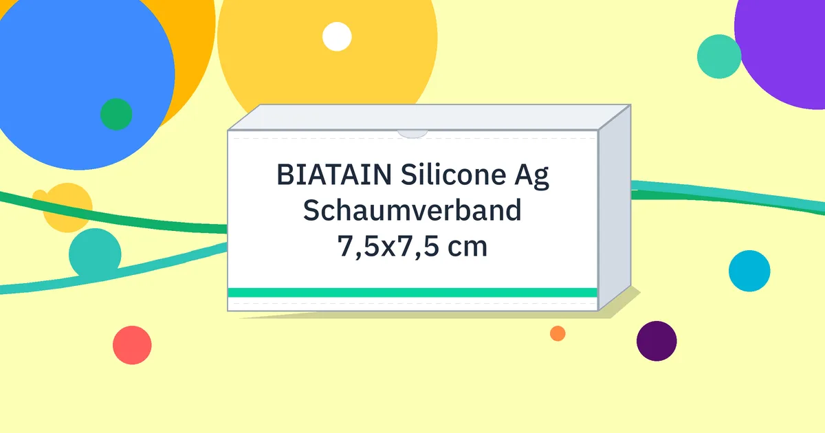 Symbolbild: Packung mit der Aufschrift BIATAIN Silicone Ag Schaumverband 7,5x7,5 cm (PZN 19348450) – Verfügbarkeit und Bezug in Apotheken in Frankfurt am Main