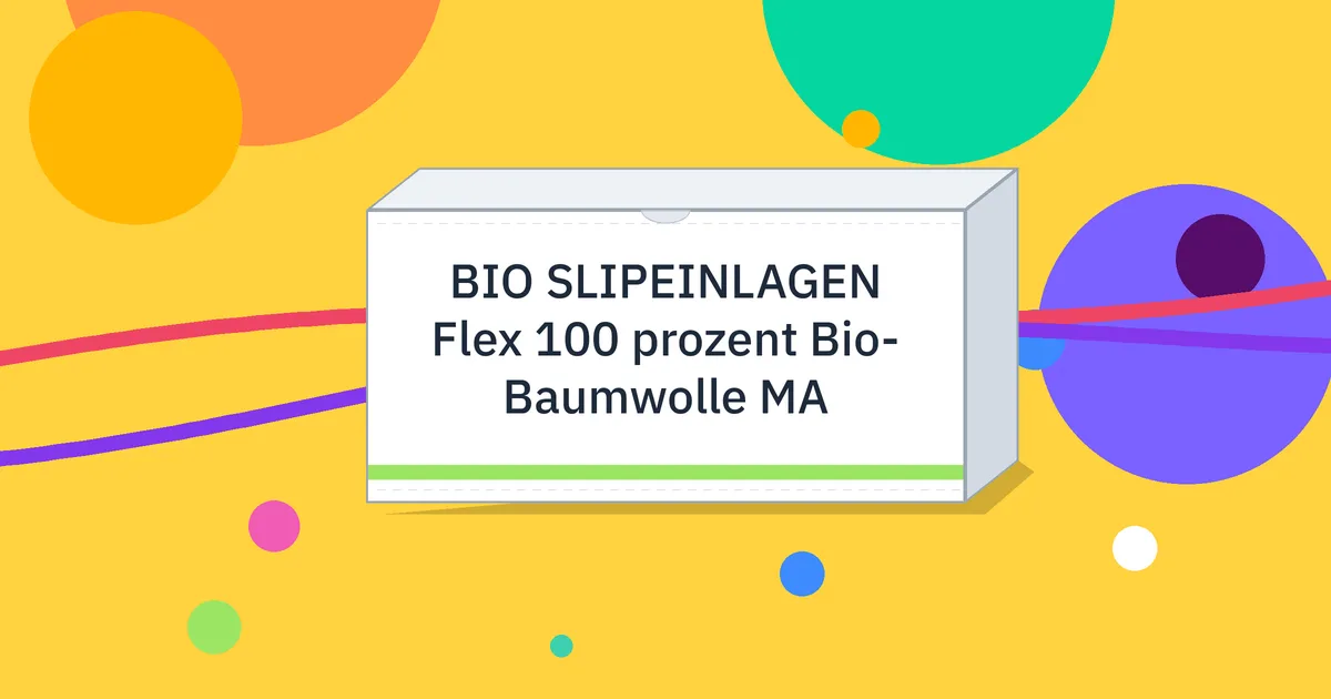 Symbolbild: Packung mit der Aufschrift BIO SLIPEINLAGEN Flex 100 prozent Bio-Baumwolle MA (PZN 18782693) – Verfügbarkeit und Bezug in Apotheken in Frankfurt am Main