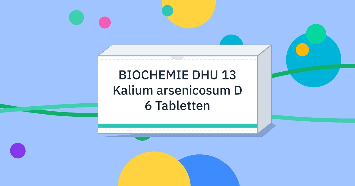 Symbolbild: Packung mit der Aufschrift BIOCHEMIE DHU 13 Kalium arsenicosum D 6 Tabletten (PZN 02581082) – Verfügbarkeit und Bezug in Apotheken in Frankfurt am Main